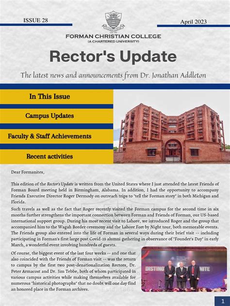 Rectors Update Issue 28 Pdf Pakistan