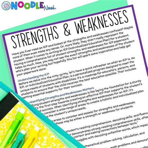 Student Strengths And Weaknesses Teachers Tool Via Noodle Nook