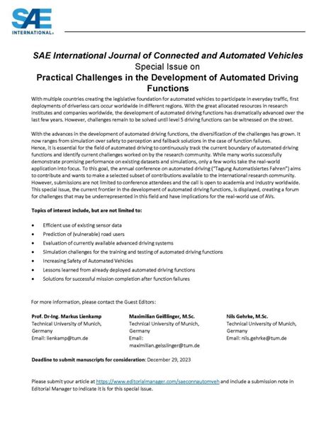 Special Issue On Practical Challenges In The Development Of Automated