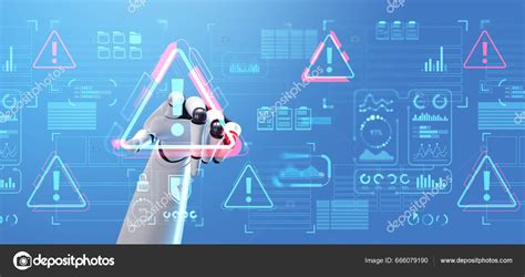 Cybersecurity Network Artificial Intelligence Technology Concept Robot Hand Using Malware