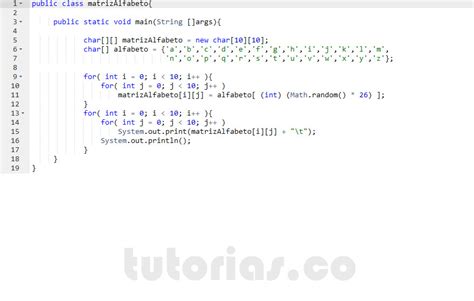 arrays java matriz alfabeto