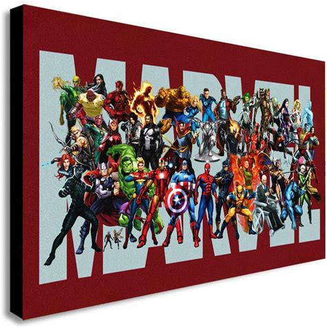 Marvel Superheroes Logo Canvas Wall Art Framed Print Various Sizes