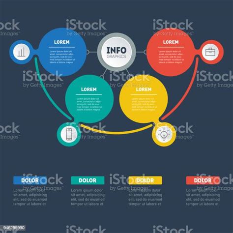 비즈니스 프레 젠 테이 션 또는 정보 그래픽 4 옵션 연례 보고입니다 기술 또는 교육 과정의 인포 그래픽을 벡터 차트 Mindmap 또는 다이어그램의 웹 템플릿 0명에 대한