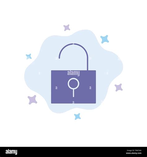 Lock Unlocked User Interface Blue Icon On Abstract Cloud Background
