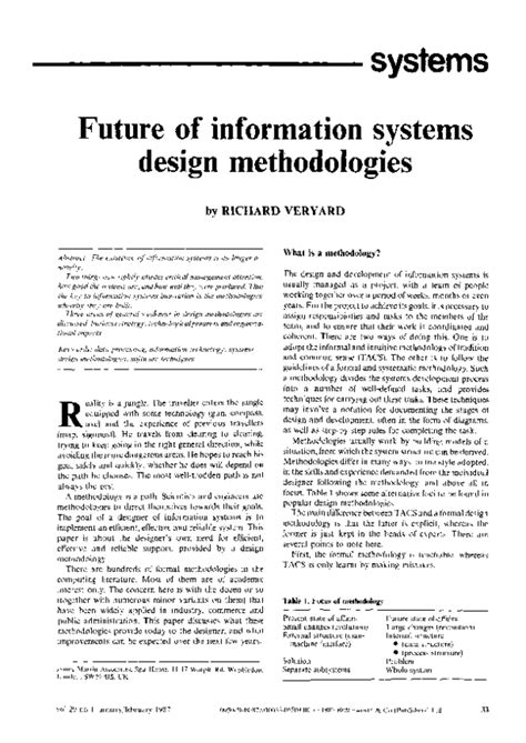 Pdf Future Of Information Systems Design Methodologies