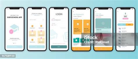 모바일 애플리케이션을 위한 교육 및 학교 Ui 디자인 개념에 대한 스톡 벡터 아트 및 기타 이미지 개념 계획 그래픽 사용자 인터페이스 Istock