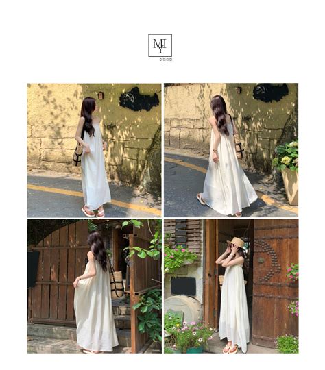 마이미미 여름원피스 플리츠 민소매 주름 플레어 끈 나시 뷔스티에 롱 원피스 쉬폰 A라인 동남아 리조트 비치 마이미미 휴양지룩 허니문 바캉스룩 해외여행