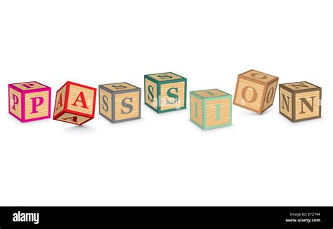 Passion Written With Alphabet Blocks Vector Illustration Stock Vector