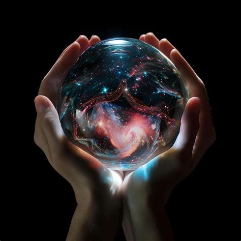 Premium Photo Hands Cradling A Cosmic Orb Symbolizing Mysticism And