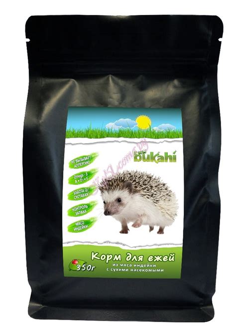 Bukahi Сухой корм для ежей из индейки с насекомыми 350 г.