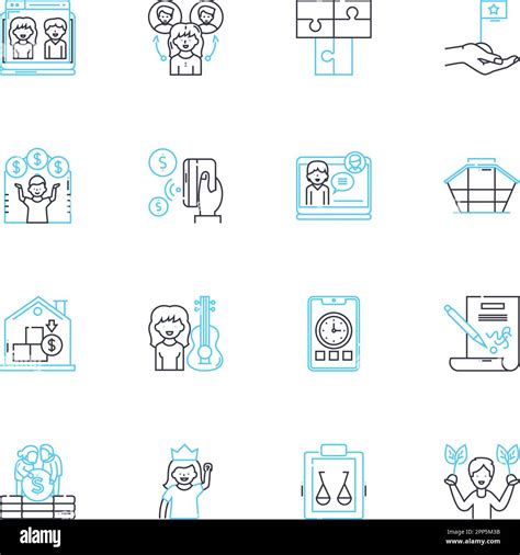 Staff Linear Icons Set Team Personnel Manpower Employees Workers