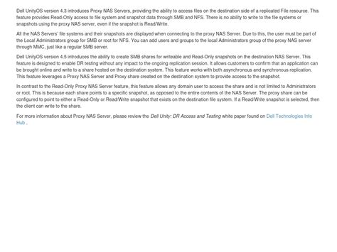 Proxy Nas Servers Dell Unity Replication Technologies Dell Technologies Info Hub