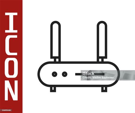 흰색 배경에 격리 된 검은 선 라우터와 와이파이 신호 아이콘 무선 이더넷 모뎀 라우터 컴퓨터 기술 인터넷 벡터 일러스트레이션 0