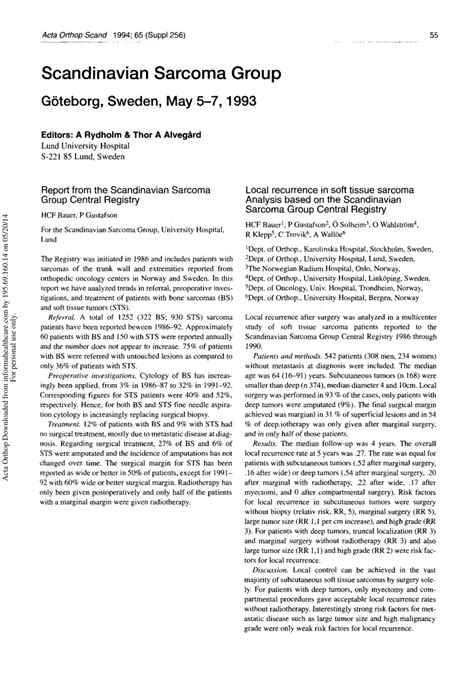 Pdf Scandinavian Sarcoma Groupgöteborg Sweden May 5 7 1993