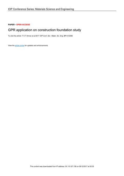 PDF GPR Application On Construction Foundation Study