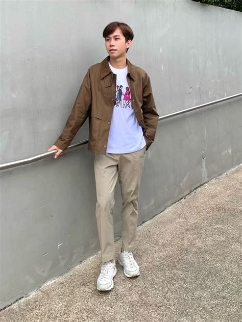 ดูไอเดียสไตล์การแต่งตัวสำหรับ「เสื้อฮู้ด ผ้ายืด Dry สเวต มีซิป แขนยาว、กางเกง Smart ผ้าคอตตอน ขา 5