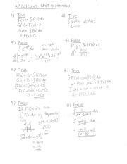 AP Calculus Unit Review Sums Integrals And Functions Course Hero