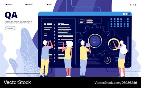 Qa Landing Page Testing Quality Assurance In Vector Image