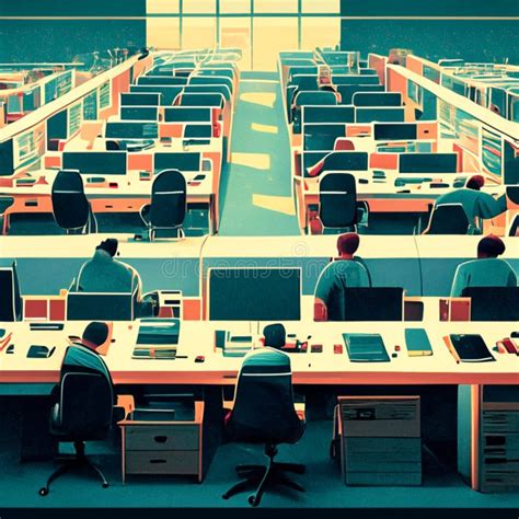 Business People Working On Computers In A Modern Office 3d Rendering Ai Generated Stock