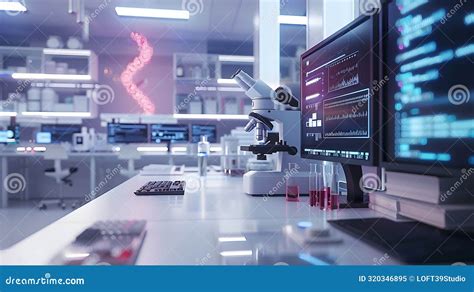 Generative Ai Modern Empty Biological Applied Science Laboratory With Technological Microscopes