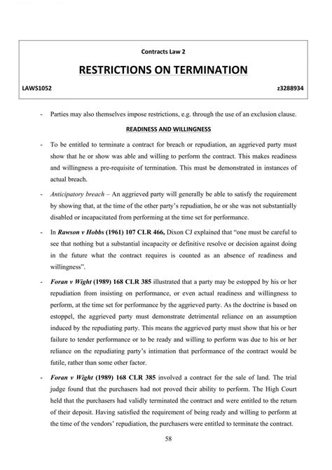 Contracts 2 Notes Unsw Jurd7150 Principles Of Private Law Unsw Thinkswap