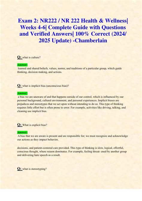 Exam 2 Nr222 Nr 222 Health And Wellness Weeks 4 6 Complete Guide With Questions And Verified