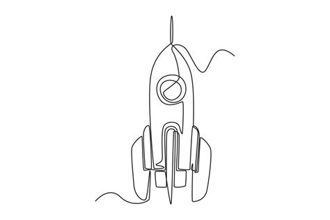 Premium Vector Continuous One Line Drawing Rocket Launch Outer Space Concept Single Line Draw