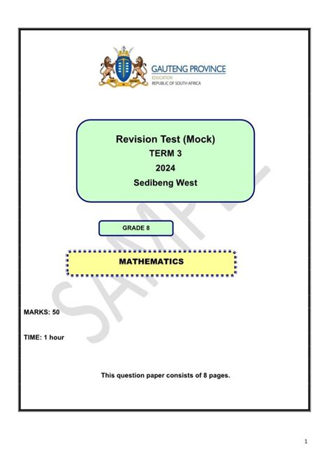 Maths Grade 8 Term 3 2023 Question Paper 2025 Exam Prep