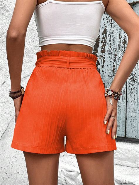 Shein Vcay Paperbag Waist Belted Wide Leg Shorts Shein Usa
