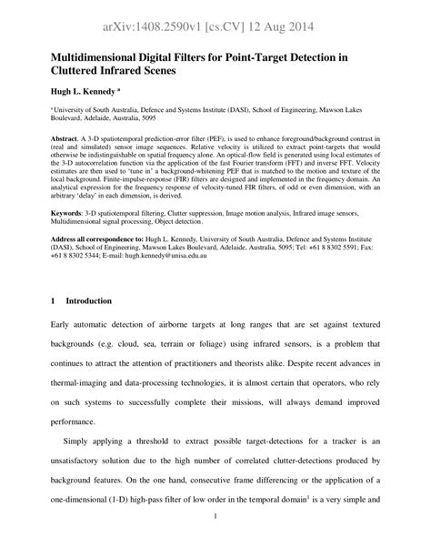 Pdf Multidimensional Digital Filters For Point Target Detection In