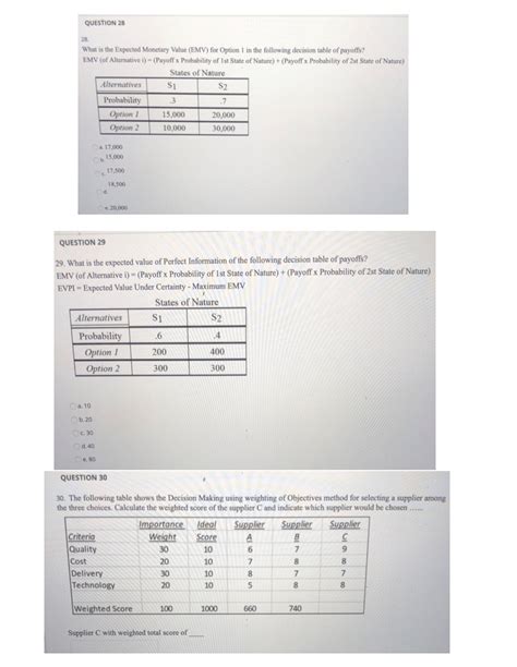 Solved QUESTION What Is The Expected Monetary Value Chegg Com