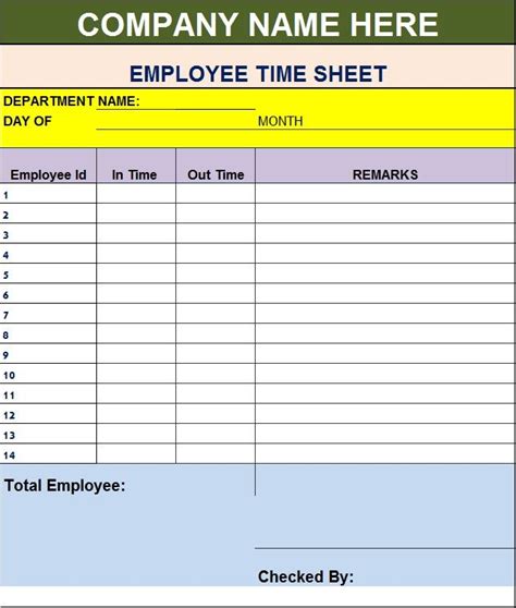 Excel Templates Timesheet