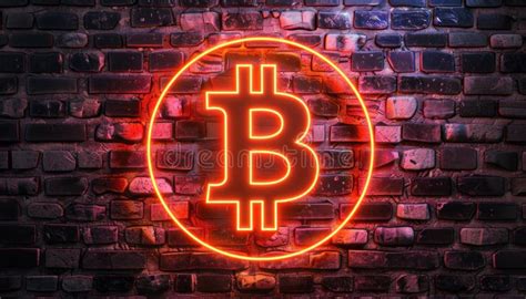 A Bright Glowing Neon Sign Shaped Like A Bitcoin Symbol Is Displayed