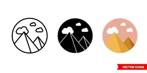 이집트 피라미드 아이콘 3 가지 유형 색상 흑백 윤곽선 격리된 벡터 기호 기호 개념에 대한 스톡 벡터 아트 및 기타 이미지 개념 건축 검은색 Istock