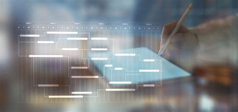 project management and workflow scheduling illustrated on a digital gantt chart interface stock