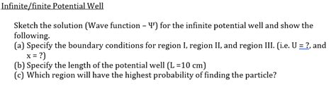 Solved Nfinite Finite Potential Well Sketch The Solution Chegg Com