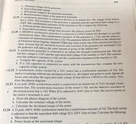 Solved 1217 A Synchronous Generator Connected Directly To