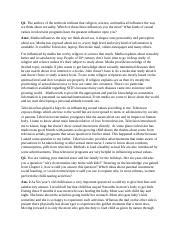 Final Synthesis Docx Q The Authors Of The Textbook Indicate That Religion Science And Media