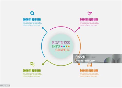 인포그래픽 4 단계에 대한 얇은 선 원 플랫 화살표 다이어그램이 있는 프레젠테이션 비즈니스 인포그래픽 템플릿 그래프 네 가지 요소 크리에이티브 컨셉 타임라인은 4가지
