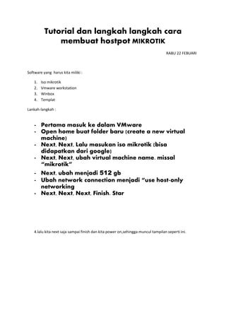 CARA MEMBUAT HOTSPOT MIKROTIK PDF