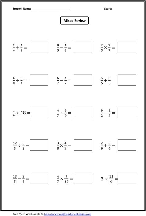 Fractions Addition And Subtraction Worksheets