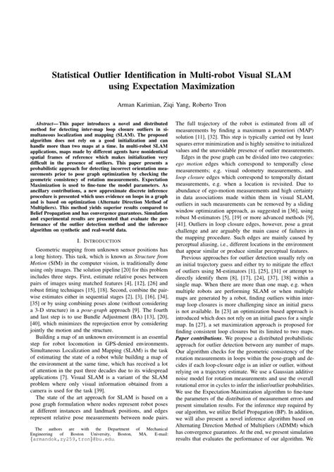 Pdf Statistical Outlier Identification In Multi Robot Visual Slam Using Expectation Maximization