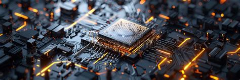 A Close Up Shot Of A Modern Microprocessor Or Chip Set On A
