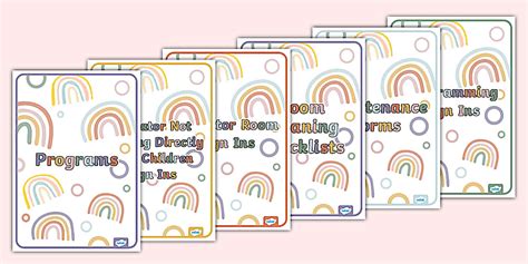 Muted Rainbow Compliance Folder Covers Teacher Made