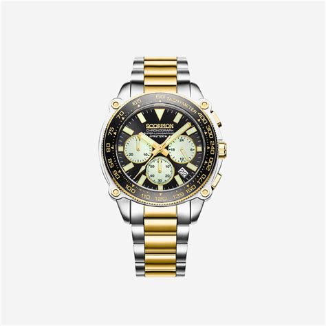 스콜피온 슈퍼루미 크로노그래프 메탈 워치 골드 Scorpion Kream