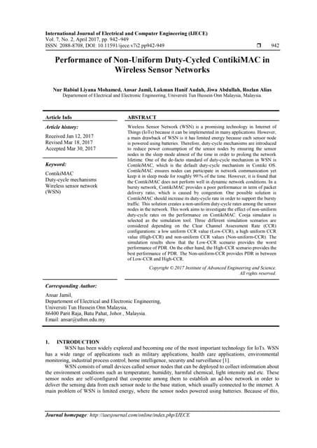 performance of non uniform duty cycled contikimac in wireless sensor