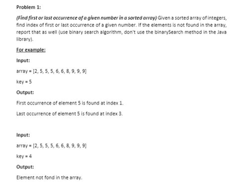 Solved Problem 1 Find First Or Last Occurrence Of A Given