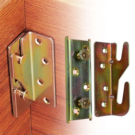 4pair Bed Rail Brackets Thickened Heavy Duty Double Hook Wooden Bed Frame Connectors Bed Bracket