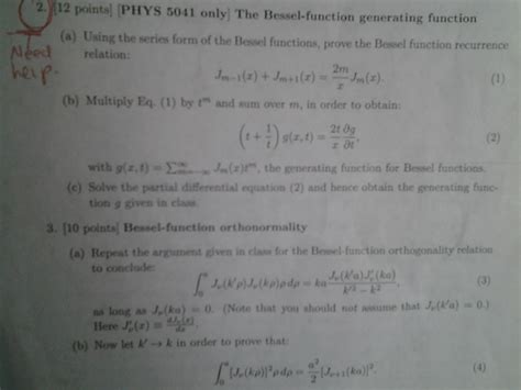 Solved 2 12 Points [phys 5041 Only The Bessel Function