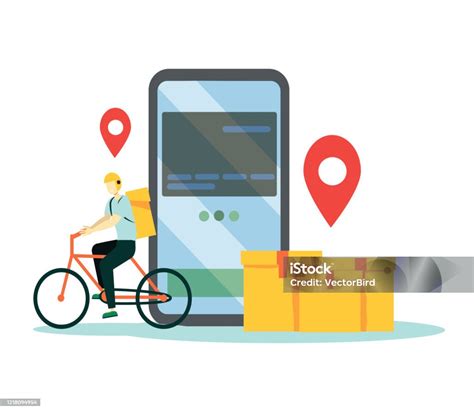 온라인 배달 서비스 웹 배너 템플릿입니다 소포 상자를 배달 스쿠터에 택배 배달 추적을위한 모바일 앱과 스마트 폰 스마트 물류